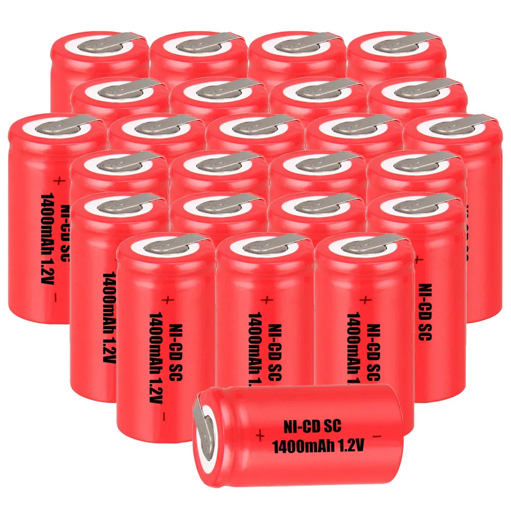 Lowest price 25 piece SC battery 1.2v batteries rechargeable 1400mAh nicd battery for power ...