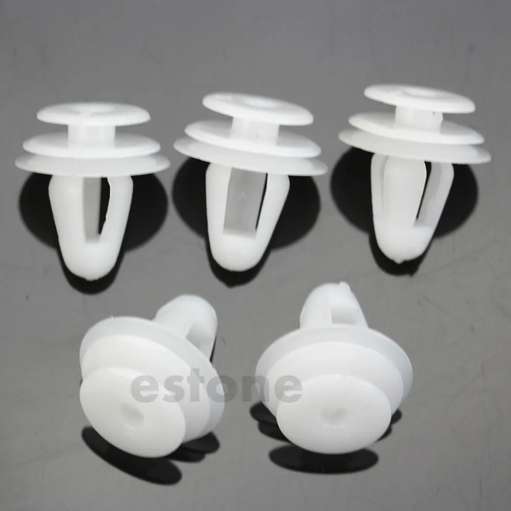 10 Pcs Vehicle Car 8 mm Hole White Plastic Rivets Fastener Door Clips ...
