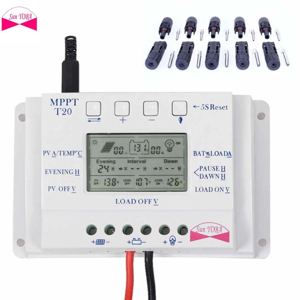 Solar LCD Display 20A 260W/12V 520W/24V MPPT Charge Controller Three ...