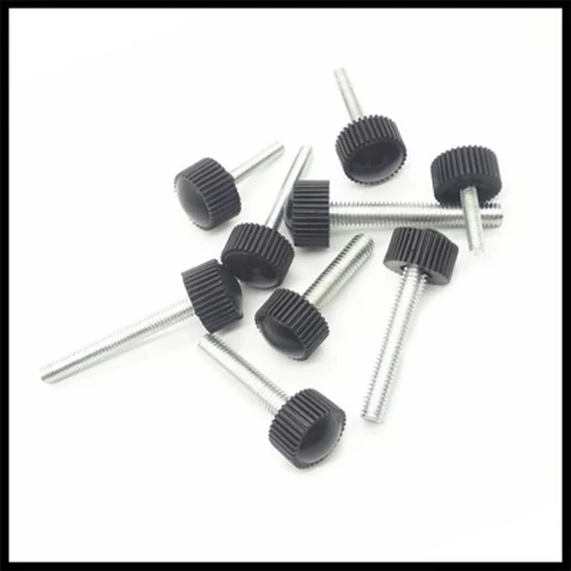 M4 M5 Thumb Knurled Screw Plastic Round Head Adjust Screws Black Length ...