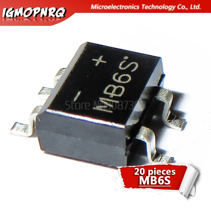 20pcs MB6S SOP 4 0.5A 600V Single Phases Diode Rectifier Bridge new ...