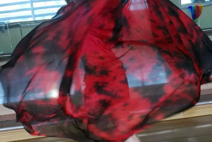 Black Red Tie Dye Women 100% Silk Belly Dance Veils 98*44 Inch Belly ...