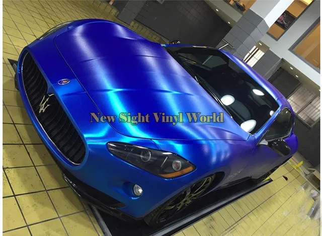 High Quality Matte Chrome Brushed Blue Vinyl Wrap Film Bubble Free For ...