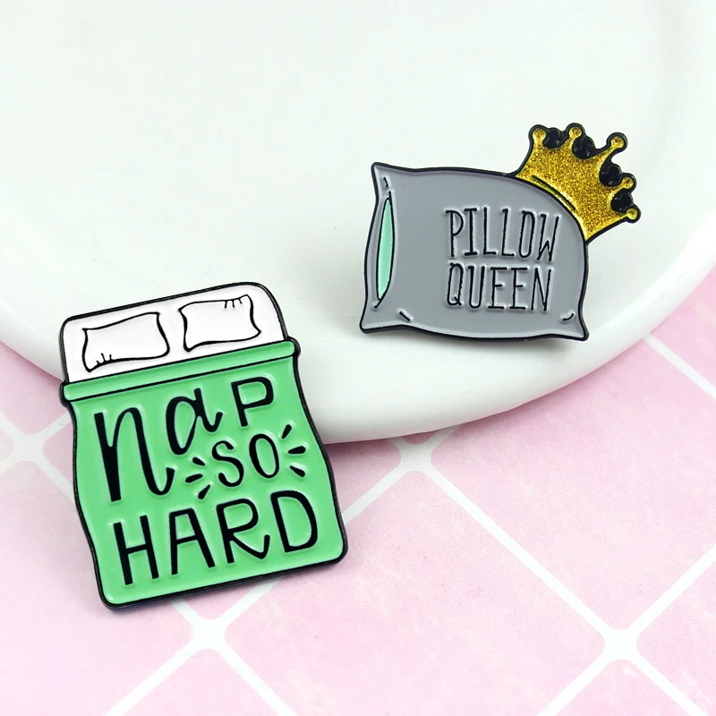 GDHY брошь Подушка кровать зеленая Эмаль Булавка nap so hard, подушка ...