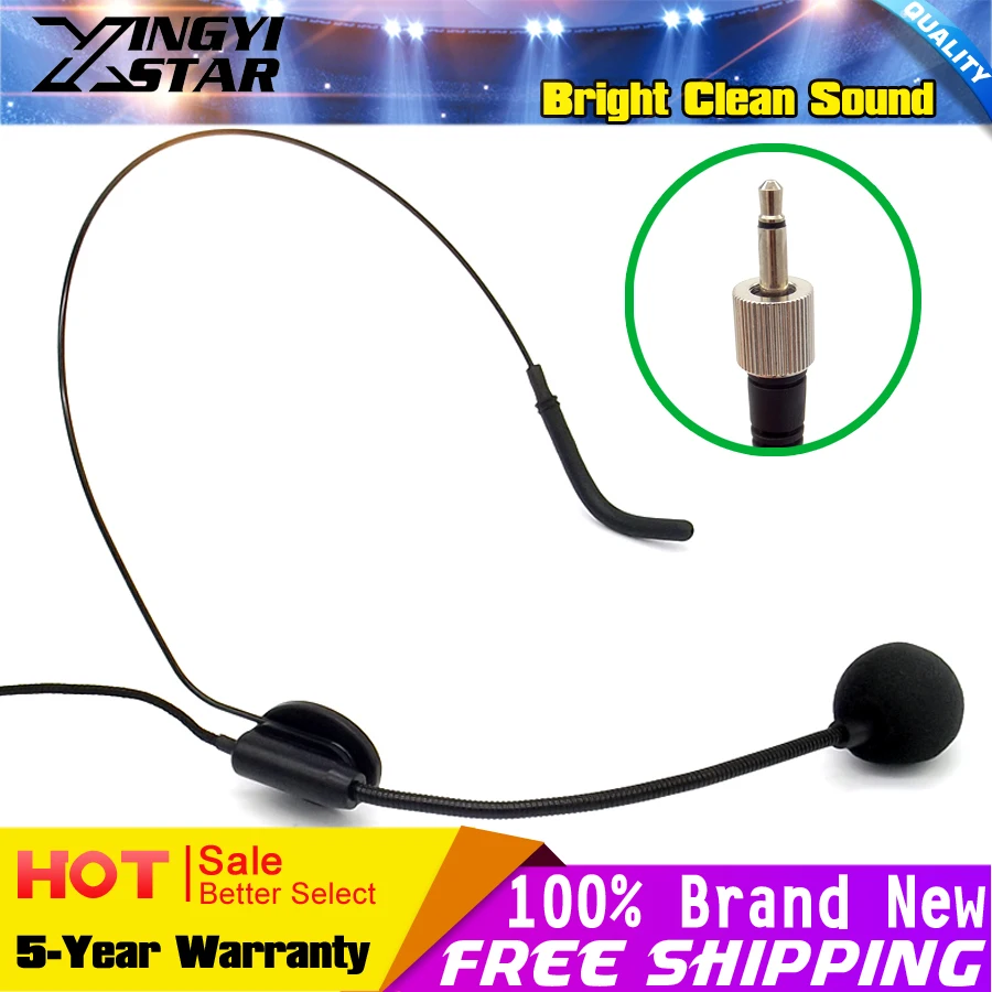 3.5mm Screw Thread Lock Plug Headset Microphone Headworn Ear Hook Mic ...