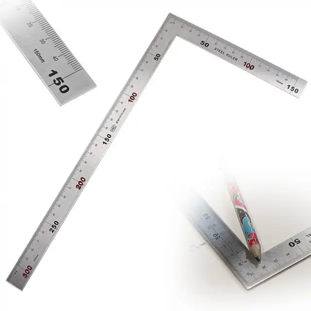 ChgImposs Right Angle Ruler Stainless Steel 150 x 300mm 90 Degree Angle ...