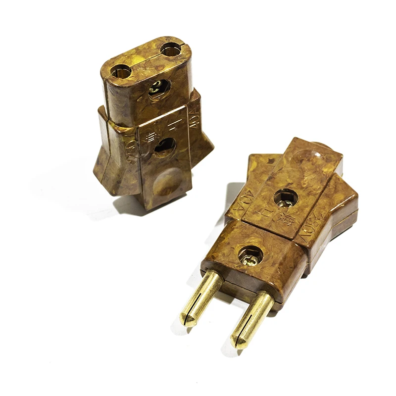 40A Pair Bakelite Plug Female-Male Connector 2 round PIN Rewireable ...