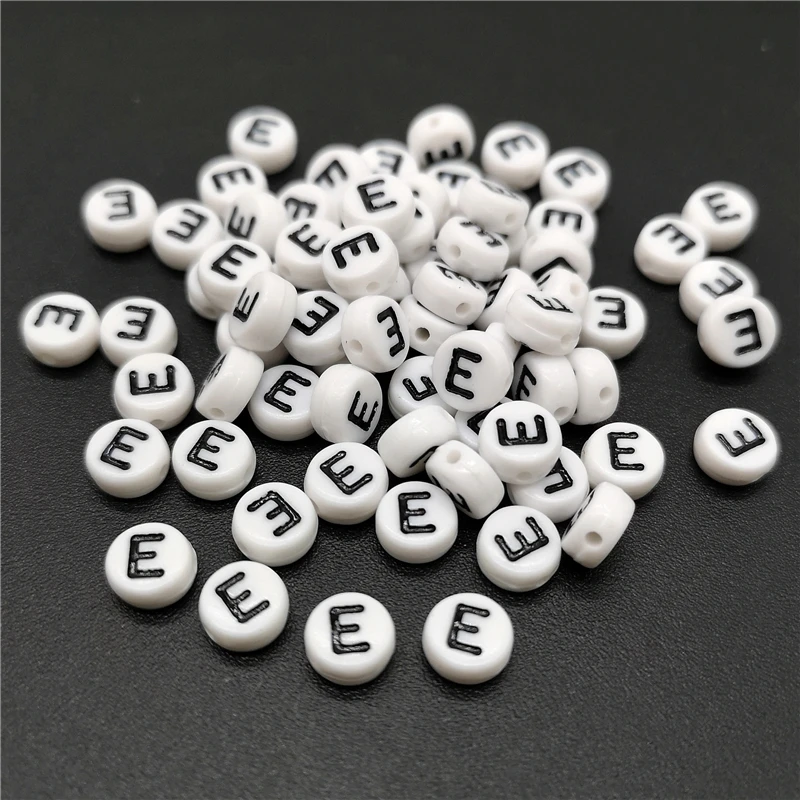 4x7mm Letter E Oblate Alphabet Beads Acrylic Beads For Jewelry Making ...