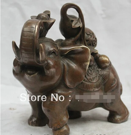 0 11" Lucky Chinese Fengshui Purple Bronze Fu elephant cucurbit Gourd ...