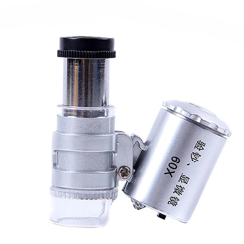 Mini 30x 60x microscópio led lupa lupa uv detector de moeda portátil ...