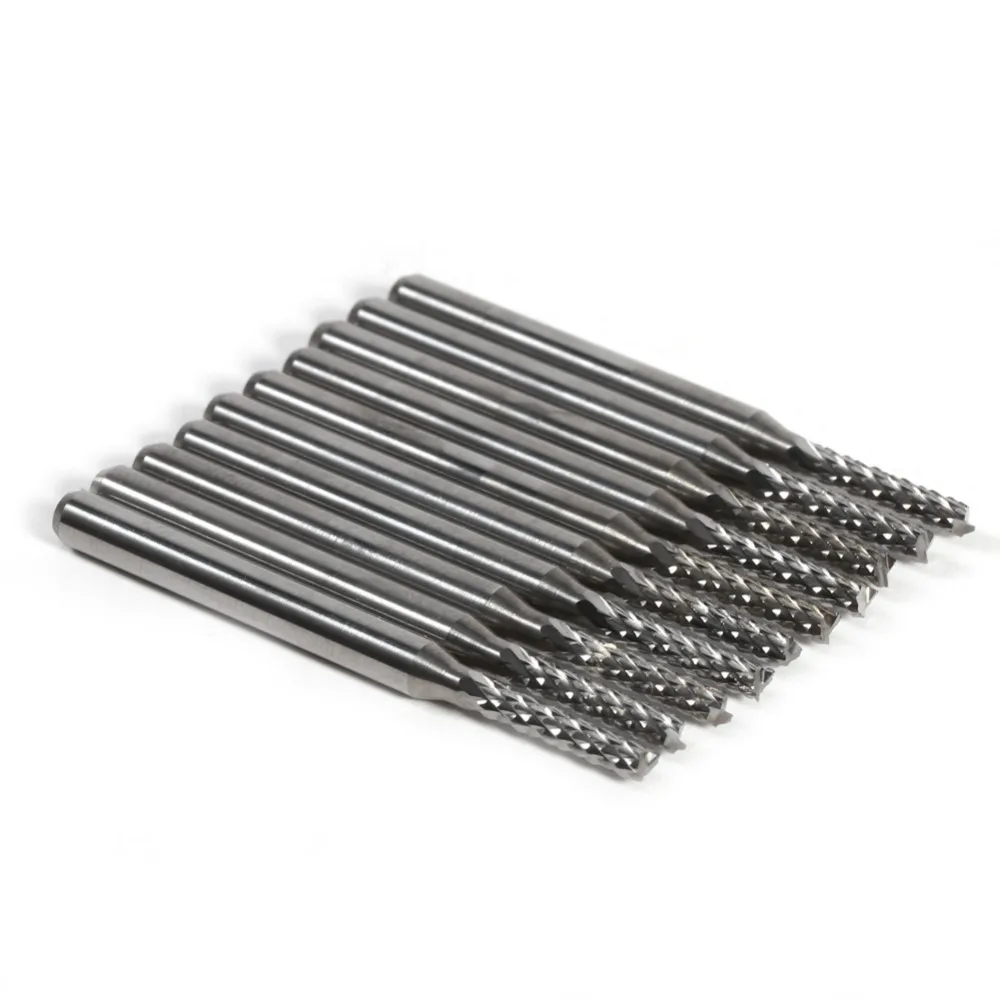 10Pcs 2mm Cemented Carbide End Mill Engraving Tool Bits Rotary Burrs ...