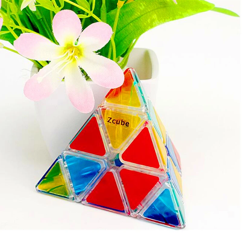 Zcube New Arrival Professional Sticker Puzzle Cube Transparent Pyramid ...