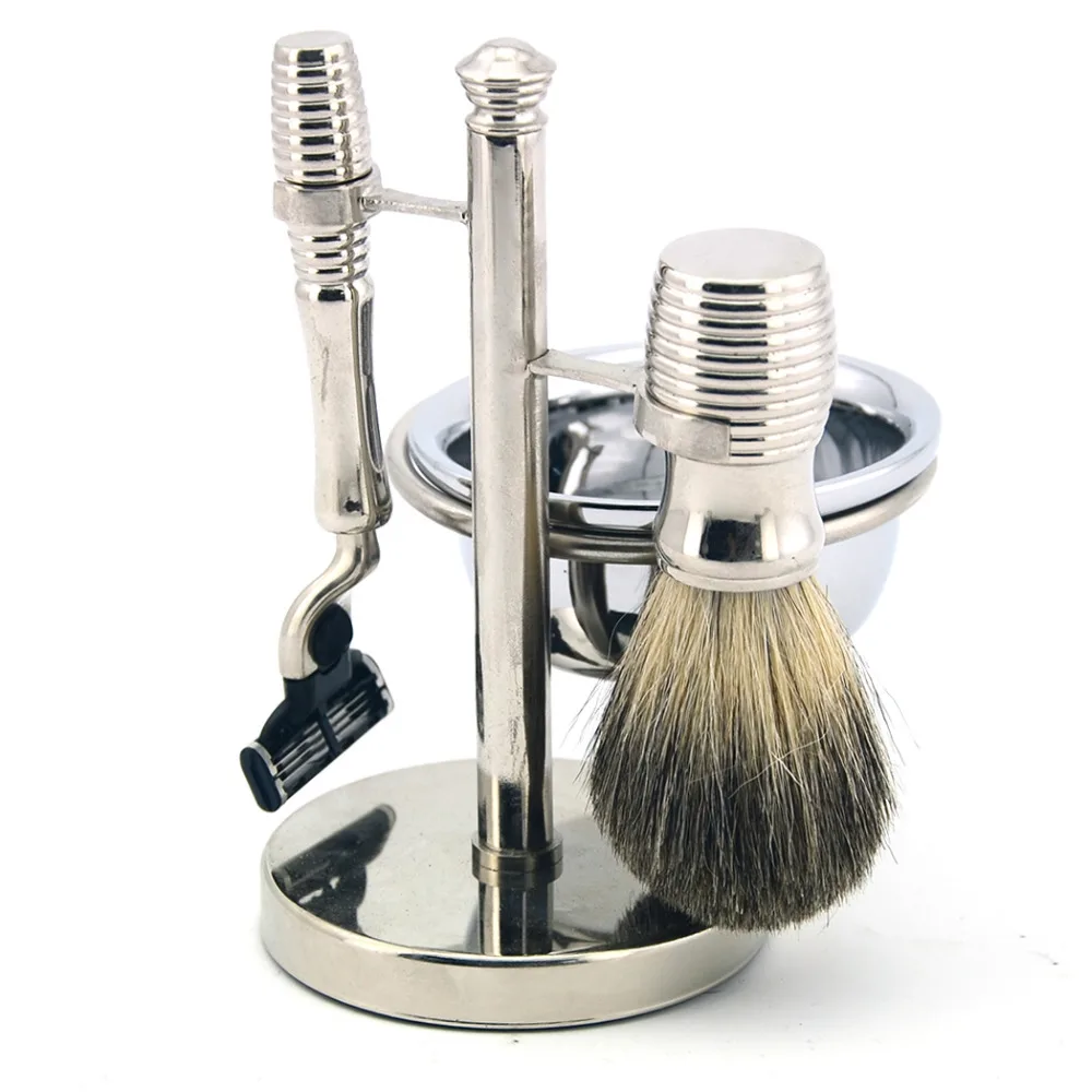 ZY Luxury Shaving Set 3 Layers Straight Razor Badger Hair Shaving Brush ...