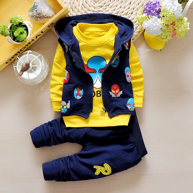 Bibicola spring autumn boys clothes set kids boy cartoon cotton vest+T ...