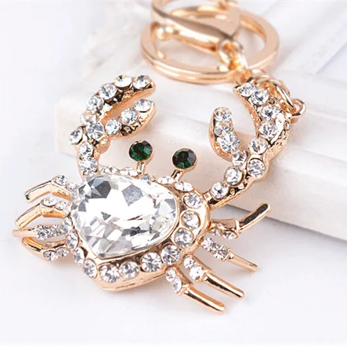 Nova moda criativa chaveiro cristal strass caranguejo chaveiros bonito ...