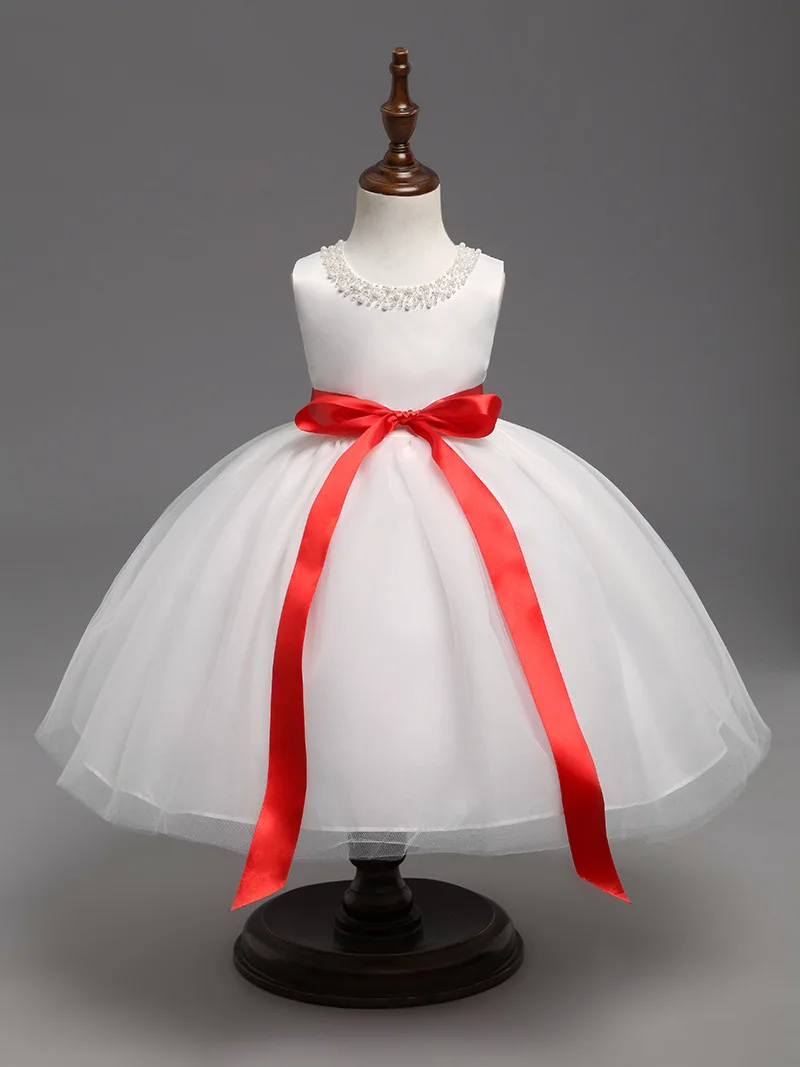 Alta calidad ropa de bebé niñas cuentas vestidos de boda vestidos de ...