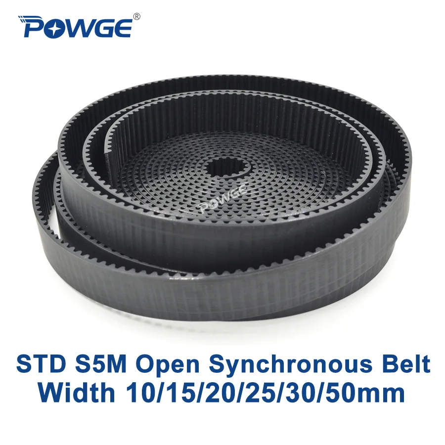 POWGE Arc PU Black STD STS S5M Open Synchronous belt S5M 20mm Width 10 ...