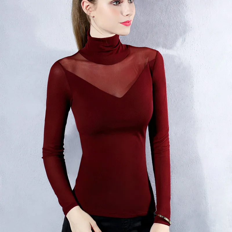 Aliexpress.com : Buy 2017 Spring long sleeve hollow out stretchy mesh T ...