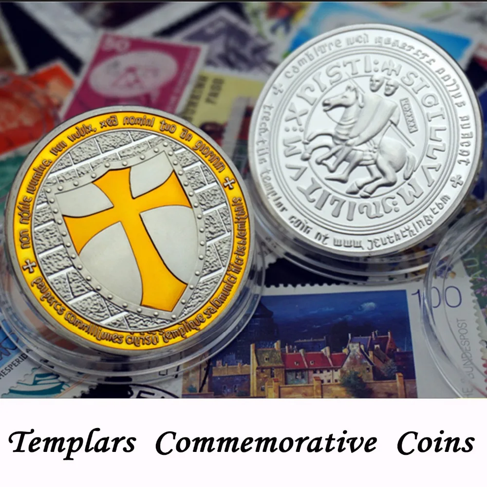 Gold Cross Lucky Commemorative Coin Templar Knight Medal Crusader Badge ...