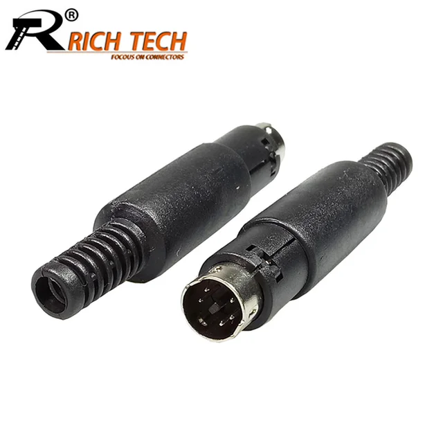 100pcs/lot 5Pin MINI DIN Male Plug Connector W/ Plastic Handle Mini DIN ...