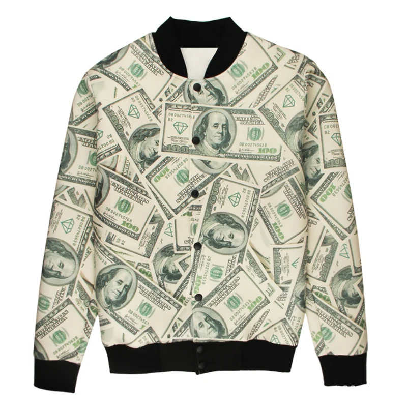 HOT Sale 3D Print Jacket Men Fashion Money Print Mens Jackets and Coats ...