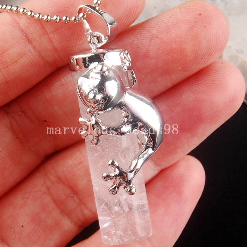 Free Shipping Beautiful Jewelry 15x41mm Genuine White Crystal Frog ...