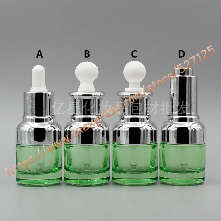 20ml green glass essential oil bottle with shiny silver dropper lid ...