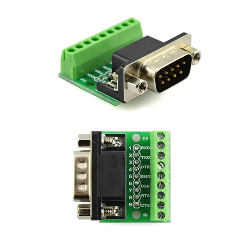 DB9 Solderless 9 Pin Terminal Female & Male RS232 RS485
