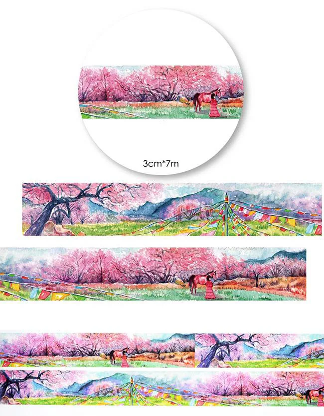 1Roll=30mmx7m High Quality Peach Blossom Pattern Japanese Washi ...