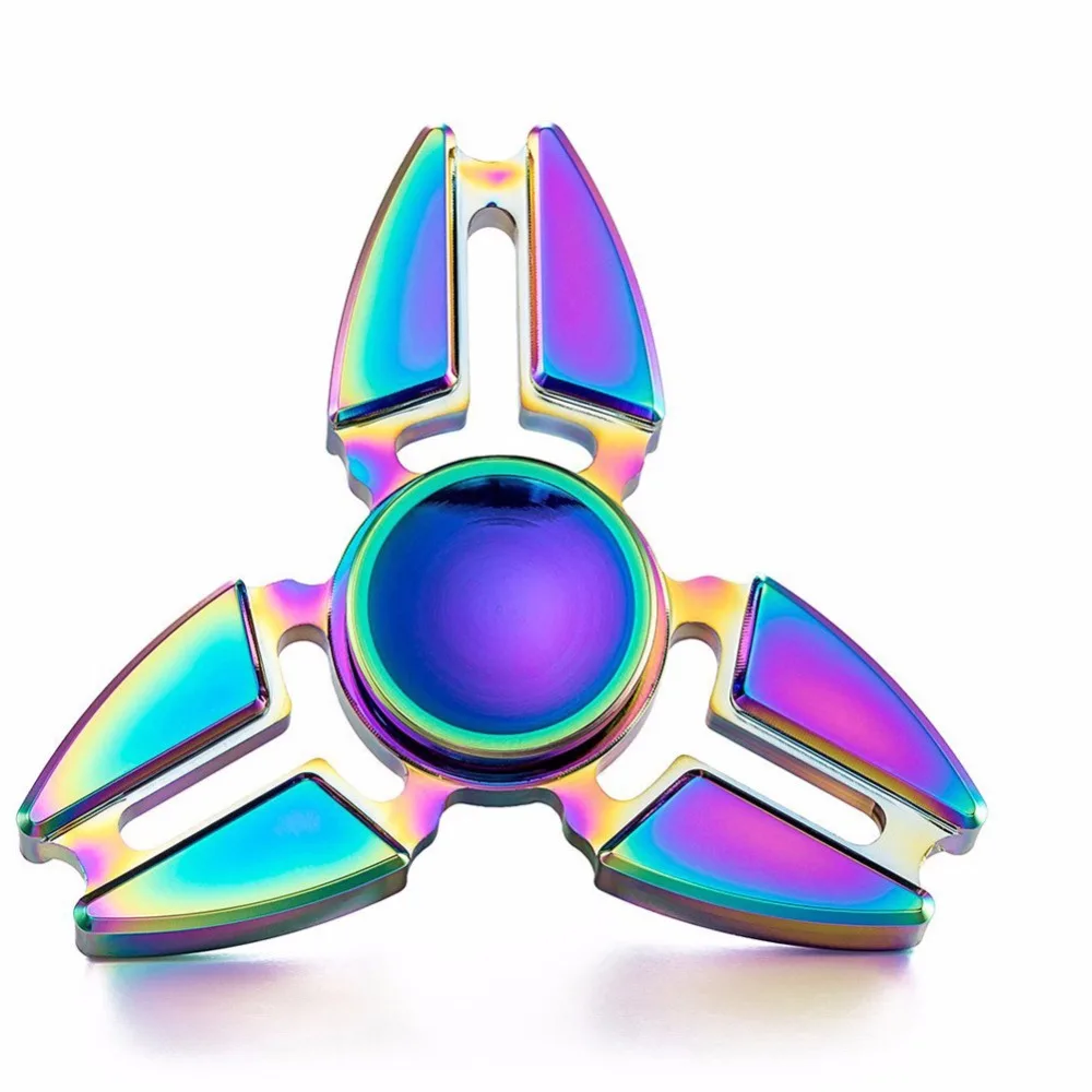 Free DHL 50pcs/lot metal box packing Rainbow fidget spinner gold silver ...
