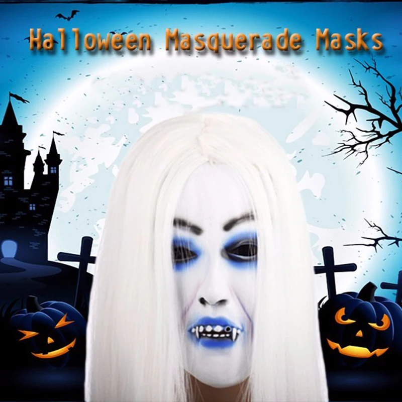 1Pc Horrible Creepy Toothy Ghost Mask,Halloween Costume Prop Latex ...