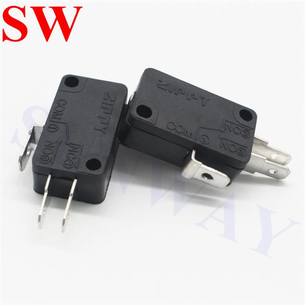 10pcs 3pin Microswitch Black Zippy 3 Needel Micro Switch For Push Button 3 Three Terminals ...