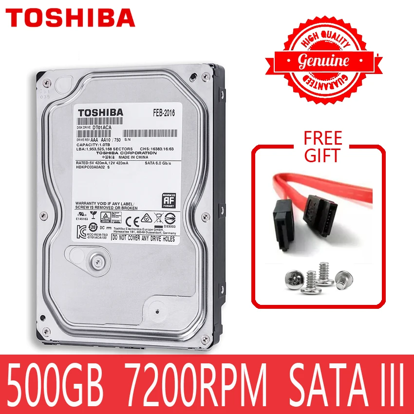 TOSHIBA disco duro interno de 500 GB, HDD HD, 500 GB, 500G, SATA III, 3,5 pulgadas, 7200 RPM ...
