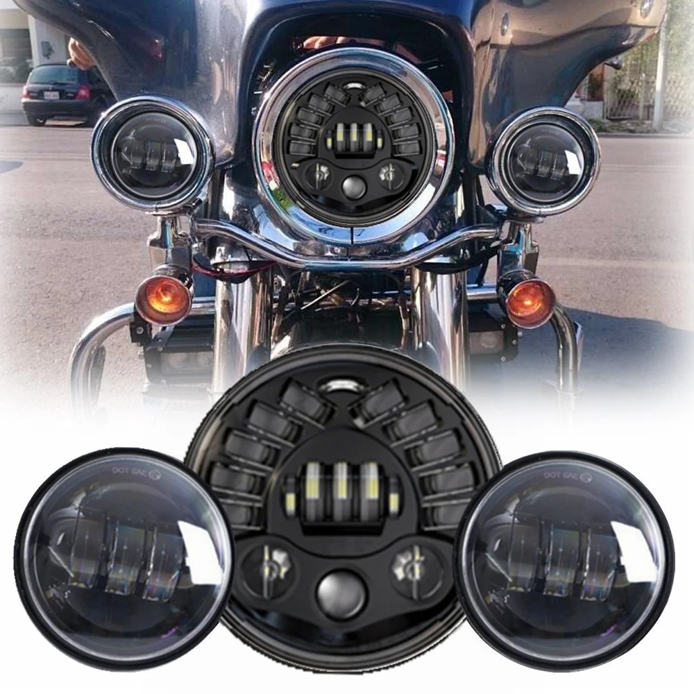 7" Inch Harley Daymaker LED Headlight + 2x 4.5" 30w Fog Light Passing ...