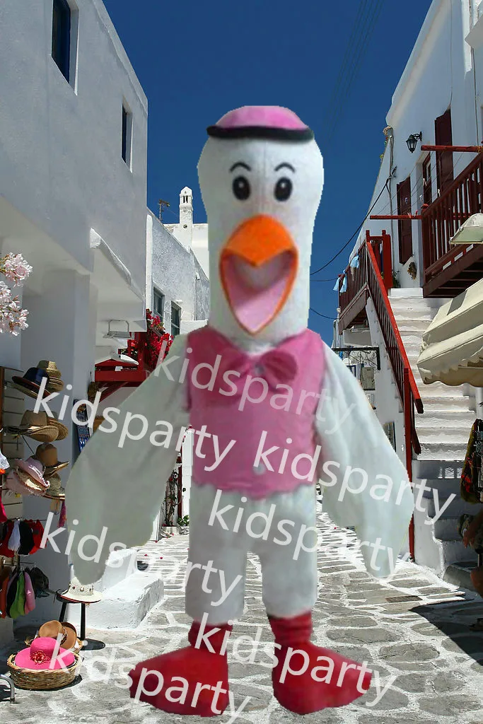 Cartoon White Stork Mascot Costume Adult Size Anime Cosplay Dress Wild ...