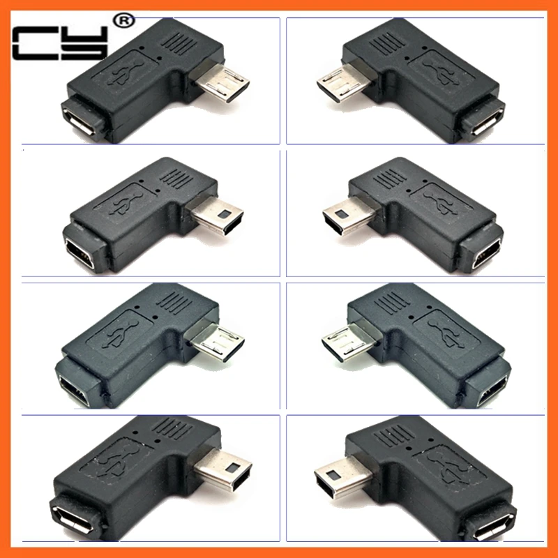 90-grad-Links-Rechts-Abgewinkelt-Mini-USB-5pin-Buchse-auf-Micro-USB-M ...