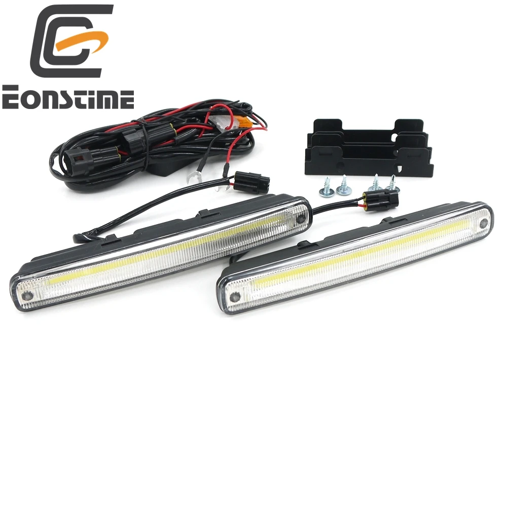 Eonstime 12v 24v 2pcs Cob Led Car Styling Drl Daytime Running Light