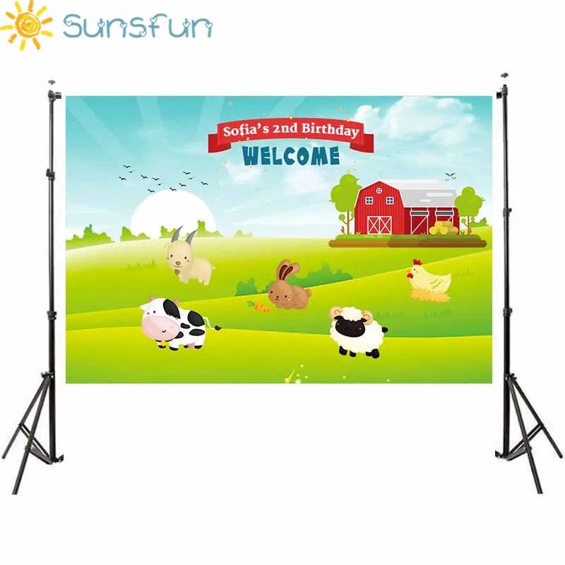 Sunsfun Farm Theme Photography Backdrop Red Barn Animals Barnyard House ...