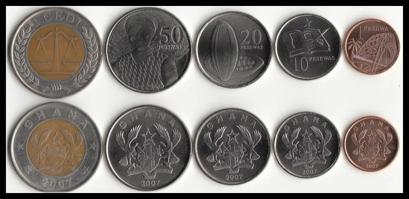 Africa Ghana 5pieces Set Collection Coins Set not Circulated Condition africa-ghana-5pieces-set-collection-coins-set-not-circulated-condition