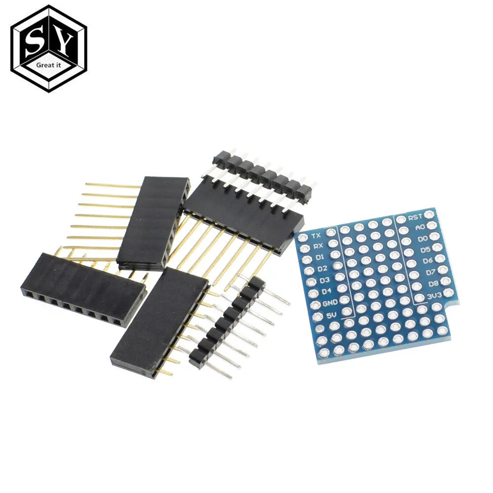 Protoboard Shield For D1 Mini Double Sided Perf Board Compatible In
