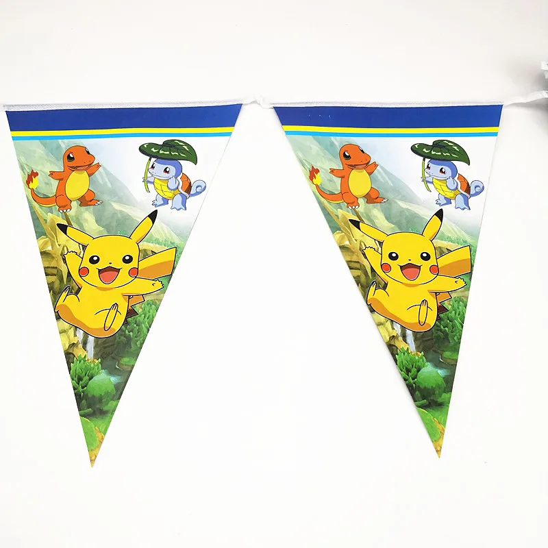 1 Set 2.5M Pikachu Banner 10pcs Small Flags Pokemon Go Theme Party ...