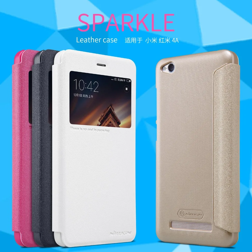Case for Xiaomi Redmi 4A NILLKIN Sparkle super thin flip cover leather ...