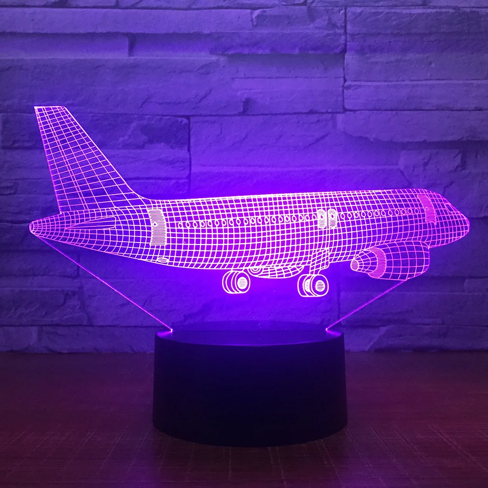 Big Air Plane 3D Light Table Lamp Optical Illusion Night Light 7 USB ...