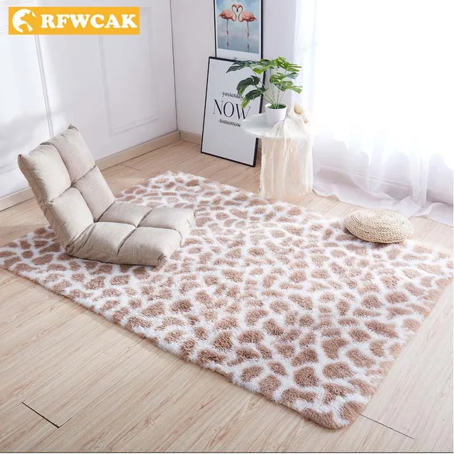 RFWCAK Korean Printing Long haired Rug Carpets For Living Room Bedroom ...