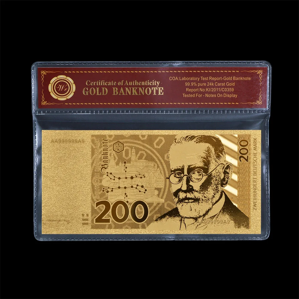 Normal Gold Plated Banknote German 200 Mark Accepted Custom Engrave ...