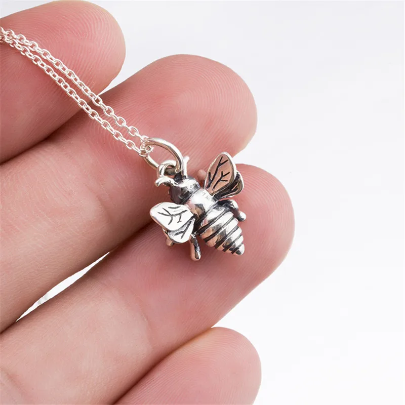 Genuine 925 Sterling Silver Bumble Bee Charm Necklace Antique Silver ...