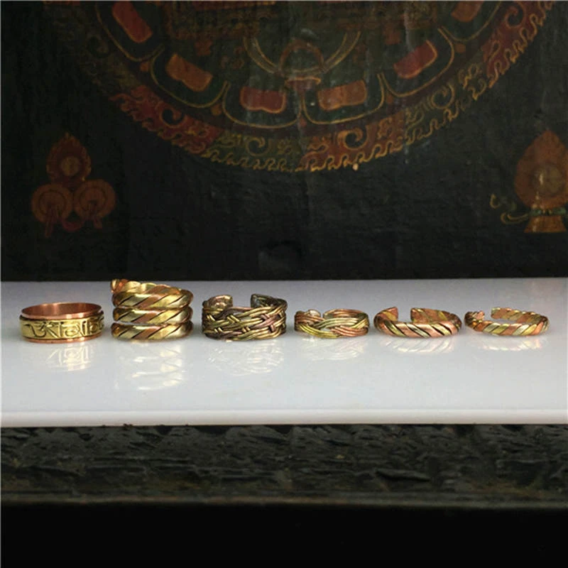 Wholesale 10CPS Tibetan Rings Rose Copper Wrapped Silk Open Ring R006 ...