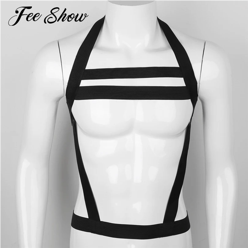 Buy Sexy Mens Harness Lingerie Halter Neck Body Chest Mens Harness Bondage