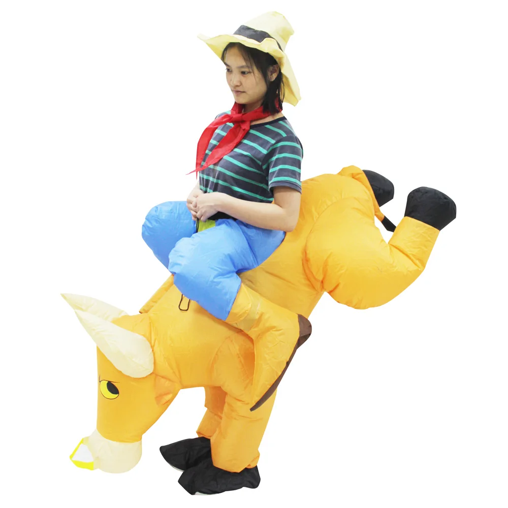 Free shipping Brown COWBOY Inflatable Costume Purim Halloween Cow Bull ...