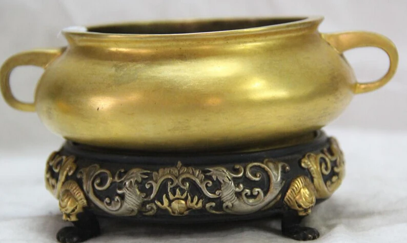 JP S62 7 Marked Chinese Bronze 24K Gold Silver Phoenix Play Bead ...